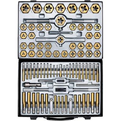 China 86 Piece Taps And Dies Set Titanium Coated GCr15 Bearing Steel Npt Tap And Die Set for sale