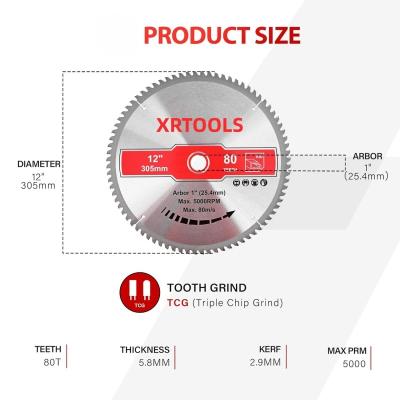 China 12 Inch TCT Saw Blades Heat Distortion 80 Teeth Multi Material Tct Blade for sale
