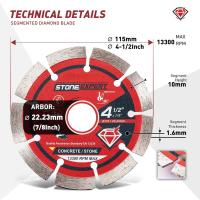 China Segment 4-1/2 Inch Sintered Diamond Saw Blades Dry Cutting With Cold Press for sale