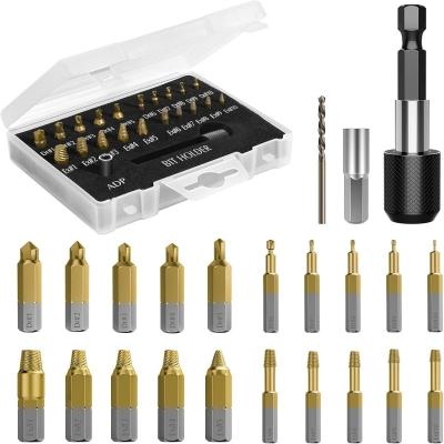China Professional 22-Piece Damaged Screw Extractor Set | Titanium Plated HSS System for sale