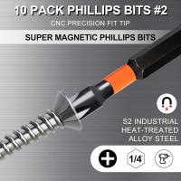 China Industrial 10-Piece PH2 Impact Bit Set | 50mm S2 Steel Phillips Screwdriver Bits for sale