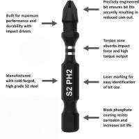 China Heavy-Duty PH2 Decking Bits | High-Torque S2 Alloy (1/4
