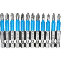 China Industrial 12-Piece S2 Steel Impact Bit Set | 50mm Dual-Profile Master Kit (PH1-PH3 & PZ1-PZ3) for sale