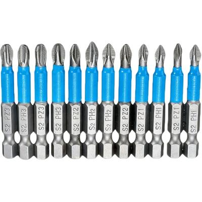 China Industrial 12-Piece S2 Steel Impact Bit Set | 50mm Dual-Profile Master Kit (PH1-PH3 & PZ1-PZ3) for sale