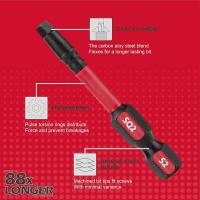 China Professional 2-Inch Square #2 Power Bit | Shock-Absorbing Red Torsion Zone (1/4
