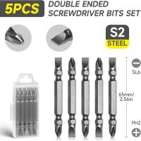 China Industrial 65mm Double-Ended Bit | PH2 & SL6 (Flathead) S2 Steel Power Bit for sale