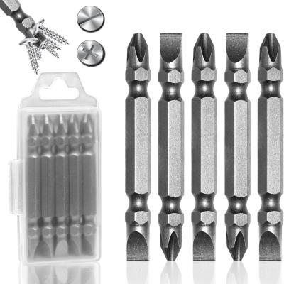 China Industrial 65mm Double-Ended Bit | PH2 & SL6 (Flathead) S2 Steel Power Bit for sale
