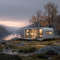 China Mini Luxury Steel Office Pods Outdoor Hotel Capsule House Cabin Mobile House Prefab Modular for Hotel Shops Kiosk for sale