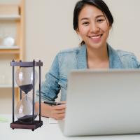 China Black Decorative Sand Hourglass Stool Wood Antique Hourglass Timer Free Sample for sale