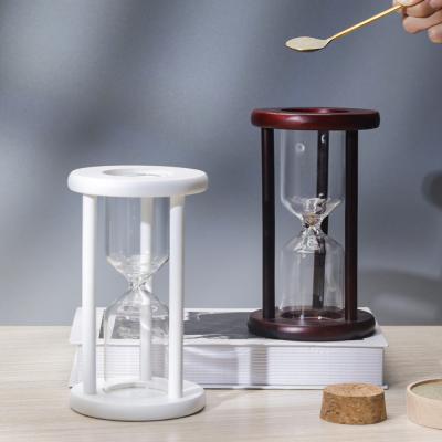 China creative decorative ornaments wooden craft gift quicksand bottle funnel timer Wooden DIY handmade self-loading hourglass for sale