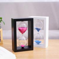 China Big Sand Timer Hourglass Wooden Stool Pine Material For Souvenir And Festival Gift for sale