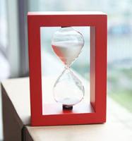 China Big Sand Timer Hourglass Wooden Stool Pine Material For Souvenir And Festival Gift for sale