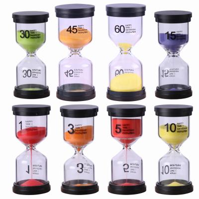 China Plastic Small Hourglass 1 3 5 10 15 30 45 60 Min Sand Timer SGS Certificated for sale