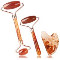 China Anti Aging Face Jade Roller Set Rose Quartz Massage Roller for sale
