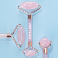 China Anti Aging Face Jade Roller Set Rose Quartz Massage Roller for sale