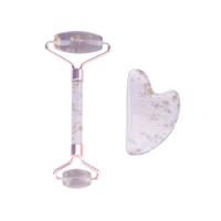 China Anti Aging Face Jade Roller Set Rose Quartz Massage Roller for sale