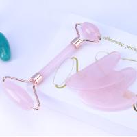 China Rose Quartz Crystal Face Jade Roller Anti Aging Logo Customized for sale