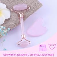 China 56g Rose Quartz Facial Roller , Jade Massage Roller For Face Massage for sale