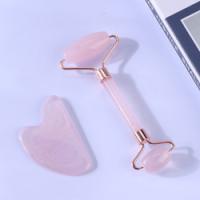 China 56g Rose Quartz Facial Roller , Jade Massage Roller For Face Massage for sale