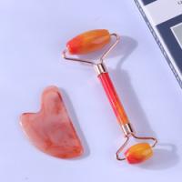 China 56g Rose Quartz Facial Roller , Jade Massage Roller For Face Massage for sale