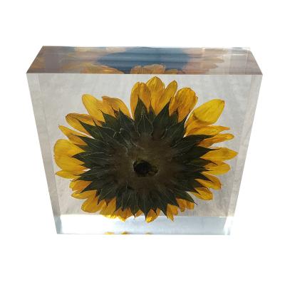China cubic Acrylic resin paper weight with custom embedding inside for sale