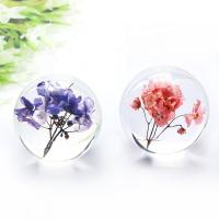 China Artificial Transparent Paperweight , Clear Epoxy Resin Ball With Real Dry Flower Inside for sale