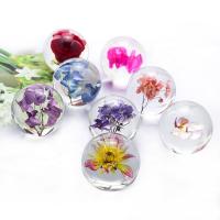 China Artificial Transparent Paperweight , Clear Epoxy Resin Ball With Real Dry Flower Inside for sale