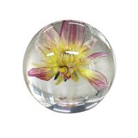China 3D Crystal Paperweight Ball , Custom Paperweight With Flowers Inside for sale