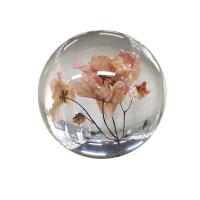 China 3D Crystal Paperweight Ball , Custom Paperweight With Flowers Inside for sale