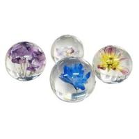 China 3D Crystal Paperweight Ball , Custom Paperweight With Flowers Inside for sale