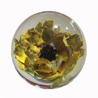 China Nature Clear Flower Paperweight , Resin Floral Paperweight Ball for sale