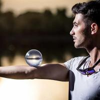 China Home Decoration Solid Acrylic Sphere , Clear Acrylic Contact Juggling Ball for sale