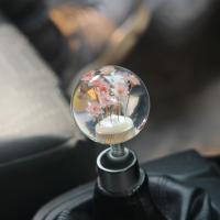 China Custom circular gear Knob Embedded Universal Racing Crystal Ball  Dandelion real Flower Shift Knob for sale