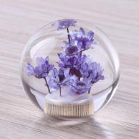 China Custom design logo car gear shift knobs crystal gear shift knob with dry flower inside resin shift gear knob ball for sale