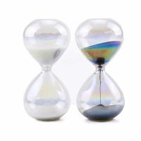 China Classic Glass Sand Timer Hourglass  Sand Clock Black And White for sale