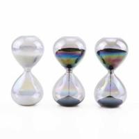 China Classic Glass Sand Timer Hourglass  Sand Clock Black And White for sale