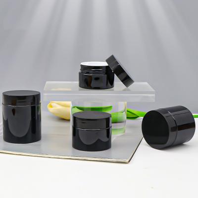 China Smell Proof Plastic Cosmetic Bottle Black Wide Mouth Empty Plastic Jar for sale