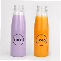 China 12 Oz Round Juice Bottles Plastic OEM Logo Screen Printing With Caps for sale