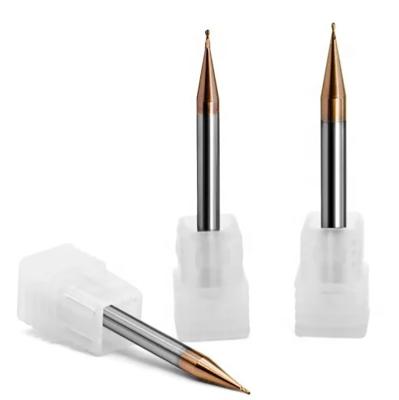 China Solid Carbide Micro Ball Nose End Mill 0.2mm Dia 2 Flute HRC60 4mm Shank for sale