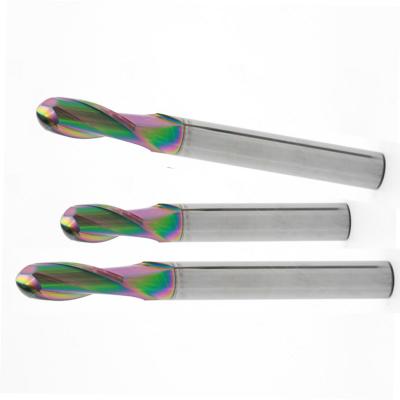 China Double Flute Long Shank End Mills RLD Rainbow coating For Copper Electrode for sale