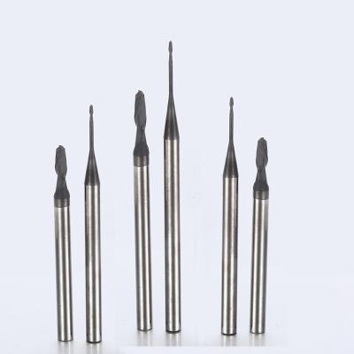 China Diamond Coated Tungsten Carbide Graphite Long Neck Ball Nose End Mill R1 2mm Flute 75mm OAL for sale