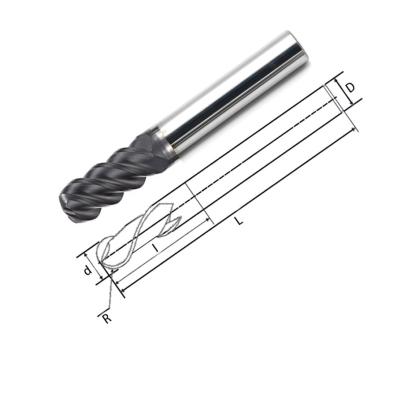 China Solid Tungsten Carbide Ball Nose End Mills For Graphite for sale
