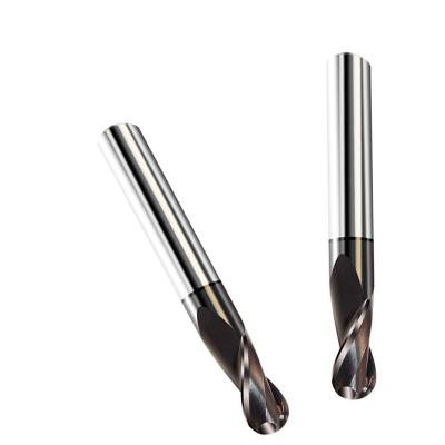 China 10mm Tungsten Carbide R5 Ball Nose End Mill 2 Flute 100mm Long Shank for Steel for sale