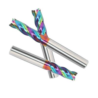 China Solid Tungsten Carbide Long Neck End Mill 4 Flutes 8mm DLC Rainbow Coating for Copper Electrode for sale