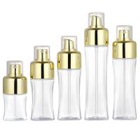 China 50ml 150ml Plastic Cosmetic Spray Bottle Golden Press Fine Mist Pump Sprayer for sale