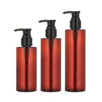 China Round Amber Shampoo Bottle Pump Sprayer 150ml 200ml 250ml For Shower Gel for sale