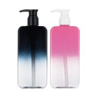 China 500ml Empty Clear Cosmetic Lotion Bottle With Airless Pump Gradient Pink Black for sale