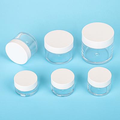 China Clear Double Wall Custom 15g 20g 30g 80g Mini Empty Round Shape Bottom Cream Jar for sale