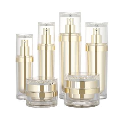 China 30ml 50ml 100ml 120ml plastic acrylic beauty makeup cosmetic lotion bottle 50g luxury cream containers skincare set for sale