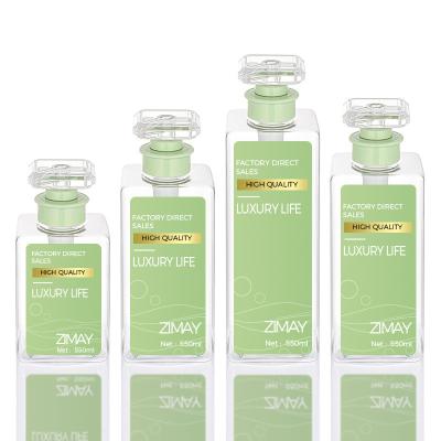 China Rectangle Pump Empty Round Custom Shower Oil Flat 300ml 400ml 800ml Shampoo Bottle for sale